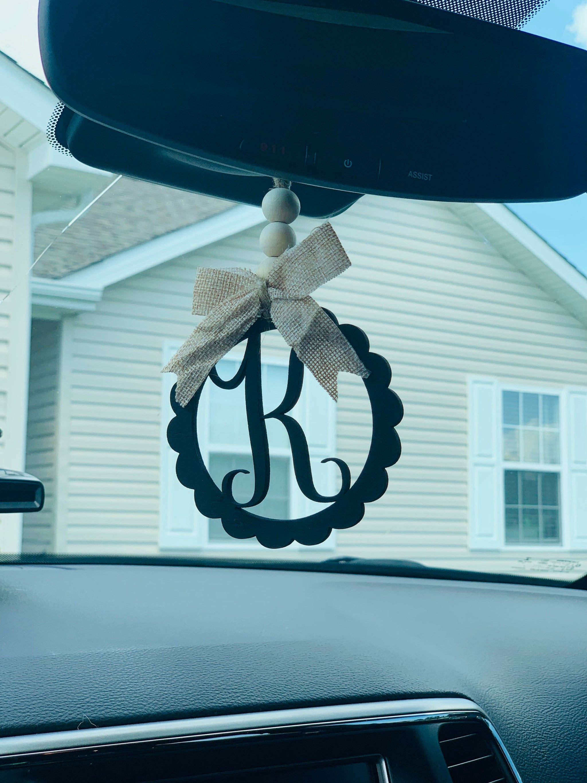 Monogram Rearview Mirror Car Charm – Willow Branch Place